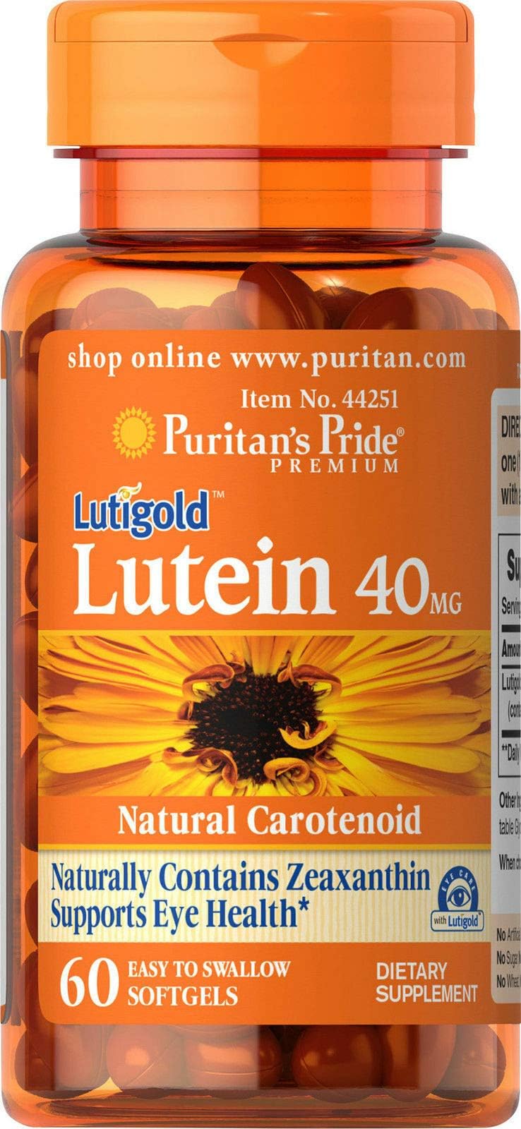 Amazon.com: Puritan's Lutigold Lutein 40mg Zeaxanthin 1600 mcg 60 ...