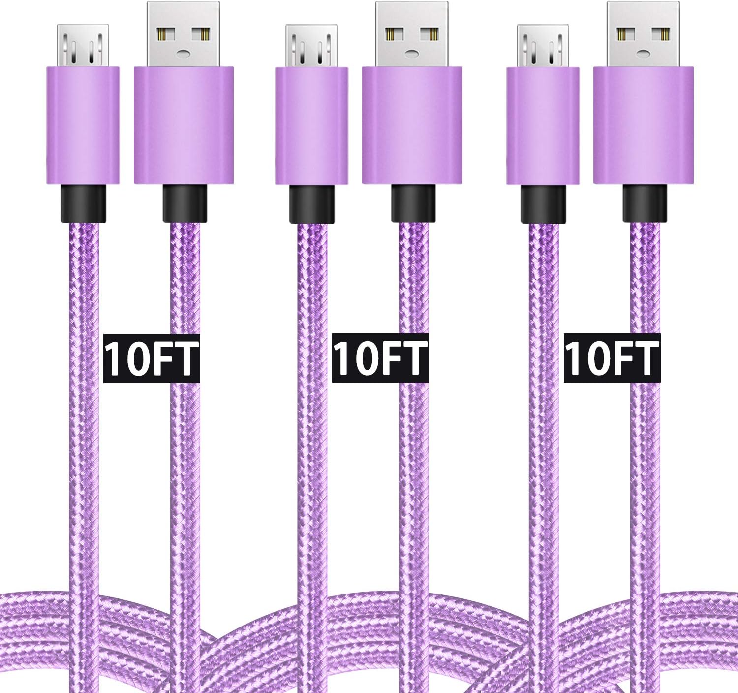 Amazon.com: Deegotech Micro USB Cable, 10ft 3 Pack Extra Long Charging ...