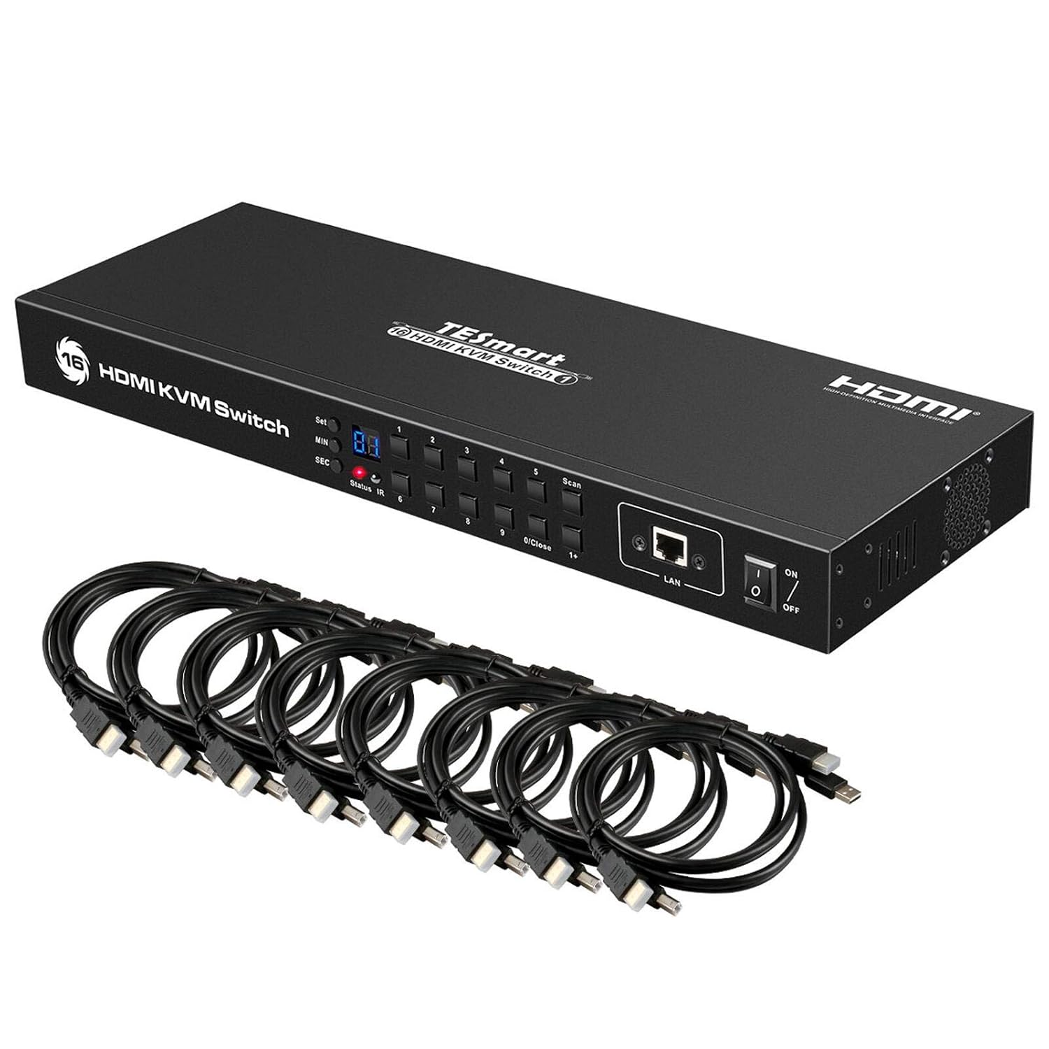 TESmart 4K UHD 16 Ports HDMI KVM Switch Console Rack Mount Switch with ...