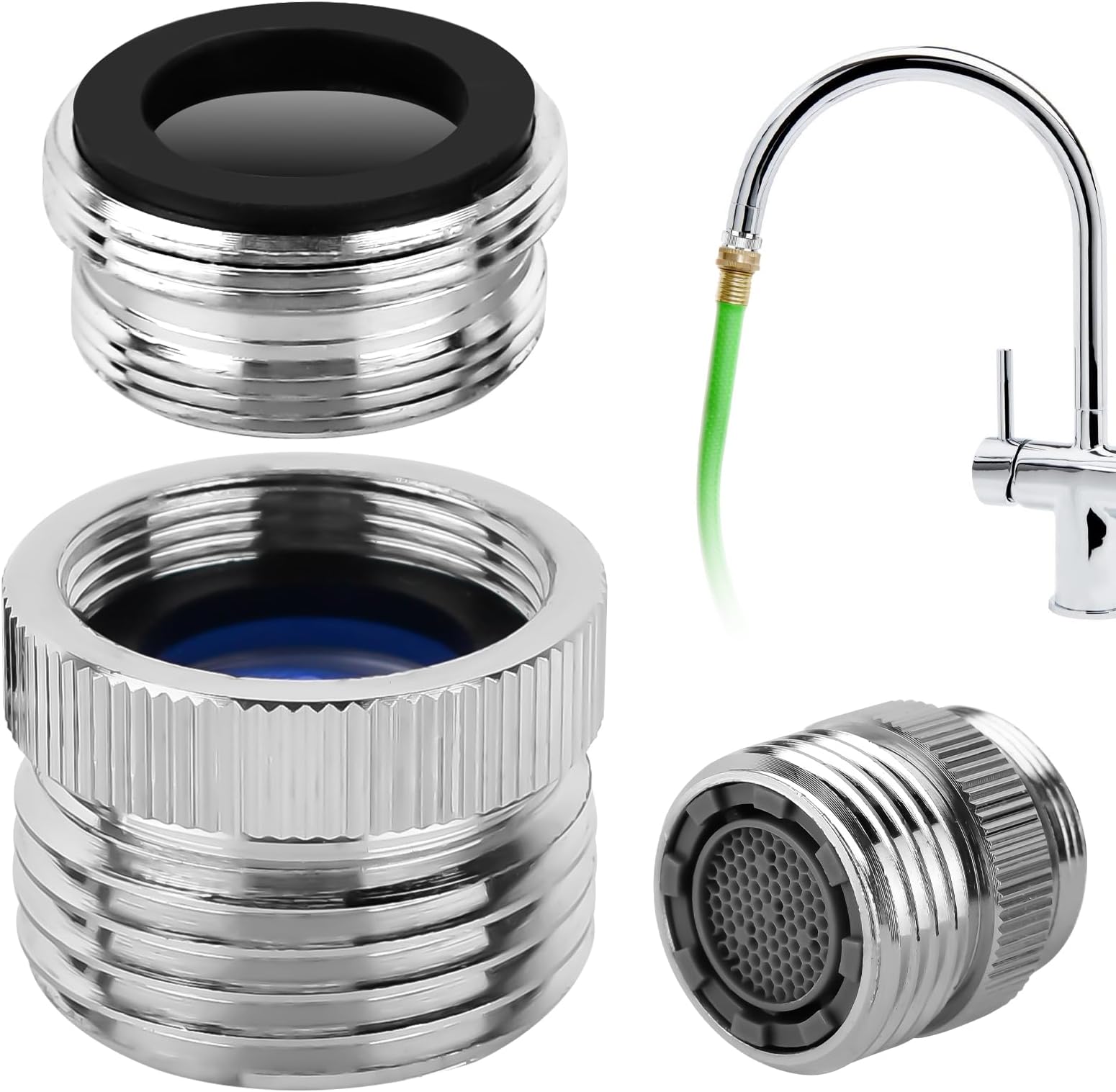 Amazon.com: Faucet To Garden Hose Adapter,Brass Adapter Kit With ...