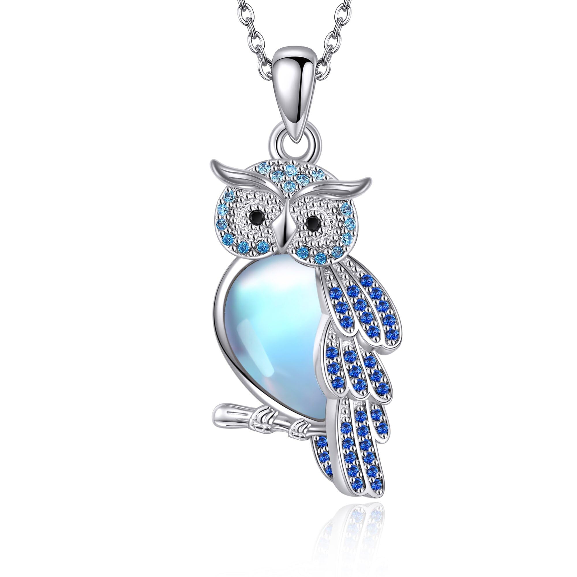 Amazon.com: YFN Owl Gifts Necklace 925 Sterling Silver Owl Moonstone ...