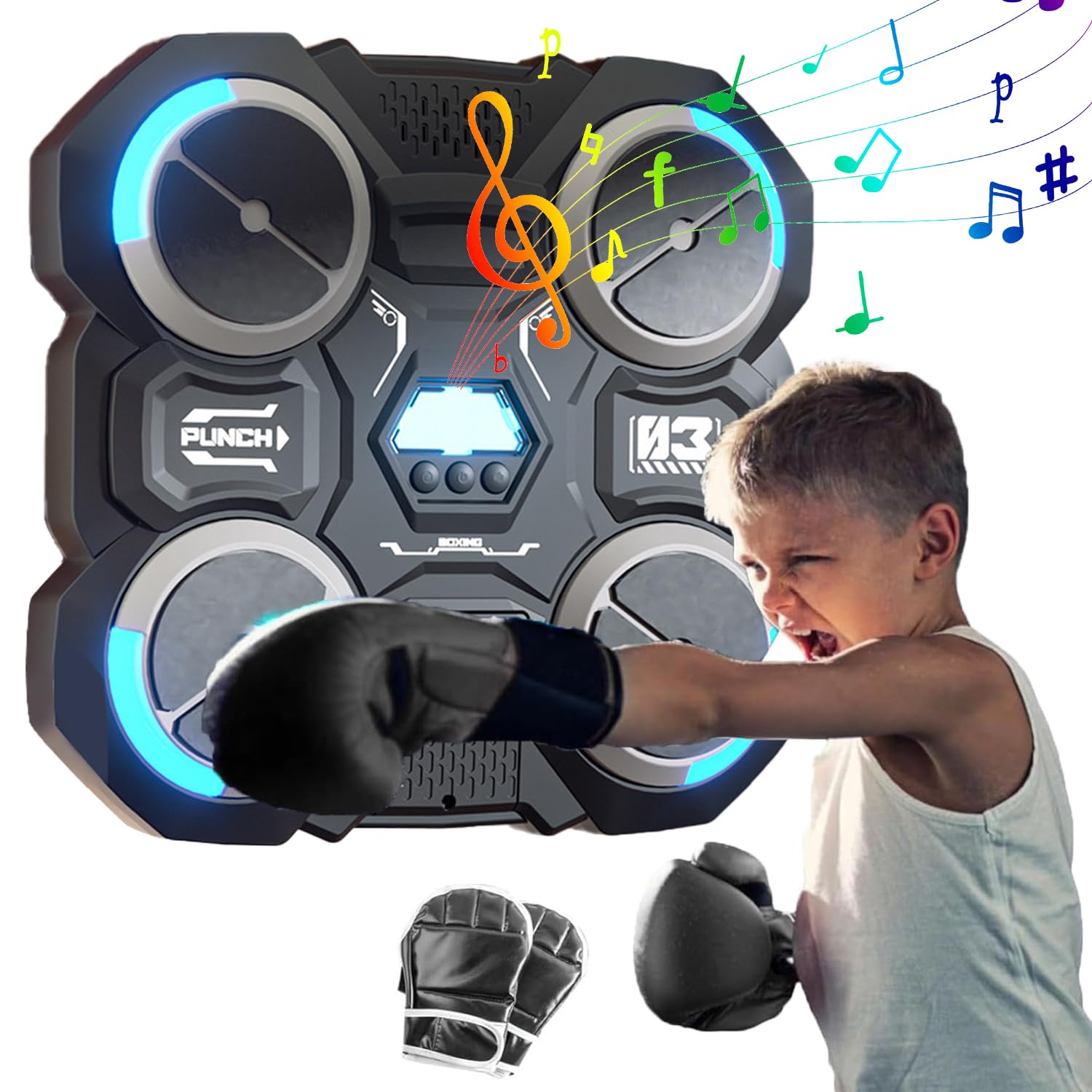 Music Boxing Machine with LED Light, Wall Mounted Punching Machine with ...