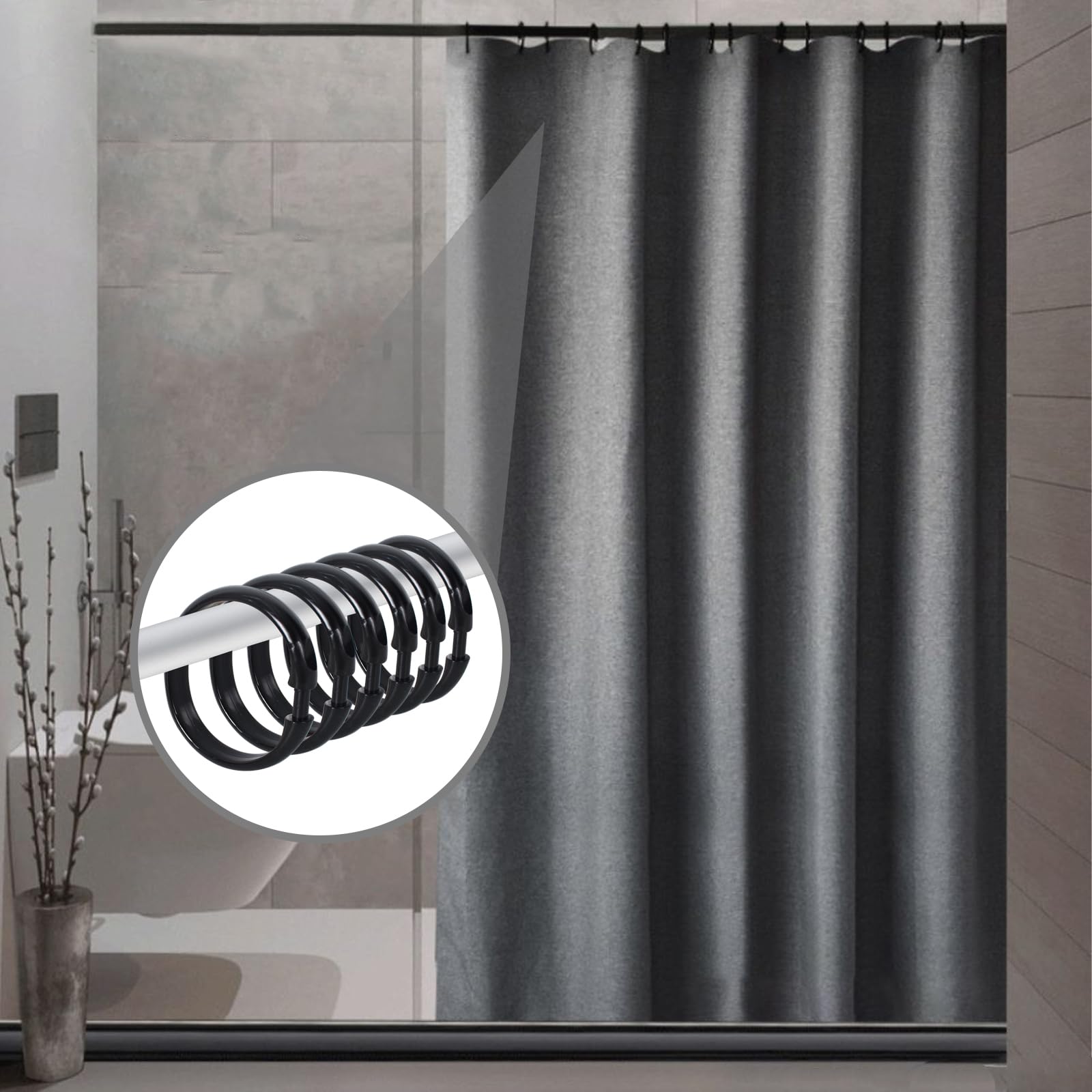 Shower Curtain Rings Clear Plastic Shower Curtain Hooks Clear Round 12 ...