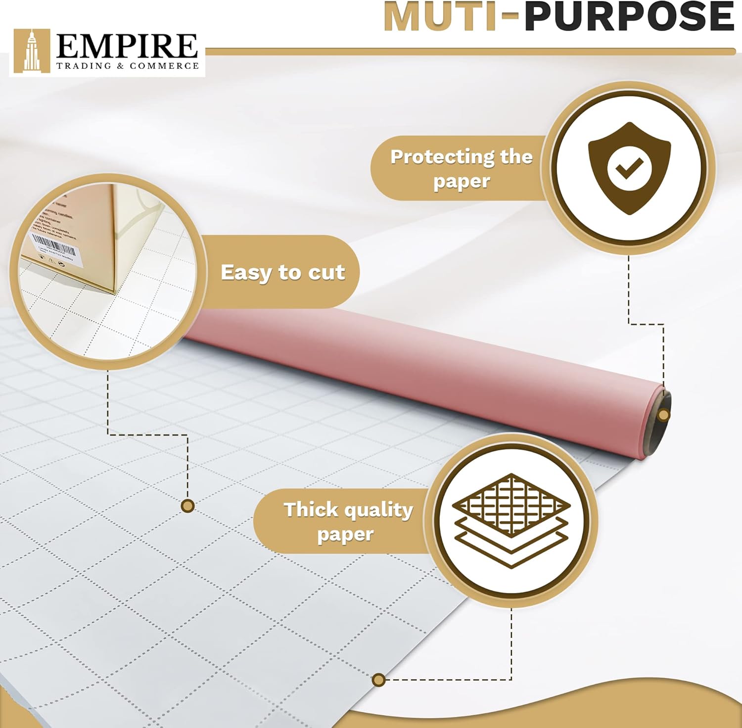 Empire Light Pink Wrapping Paper, 44cmx500cm Gift Wrapping Paper, 80 ...