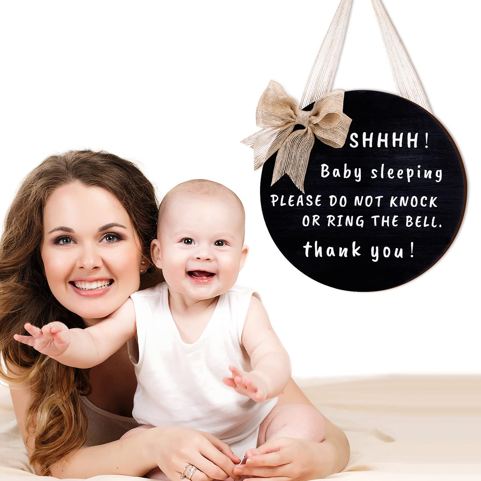 Snapklik.com : Yalikop Cute Bow Baby Sleeping Front Door Sign, Do Not ...
