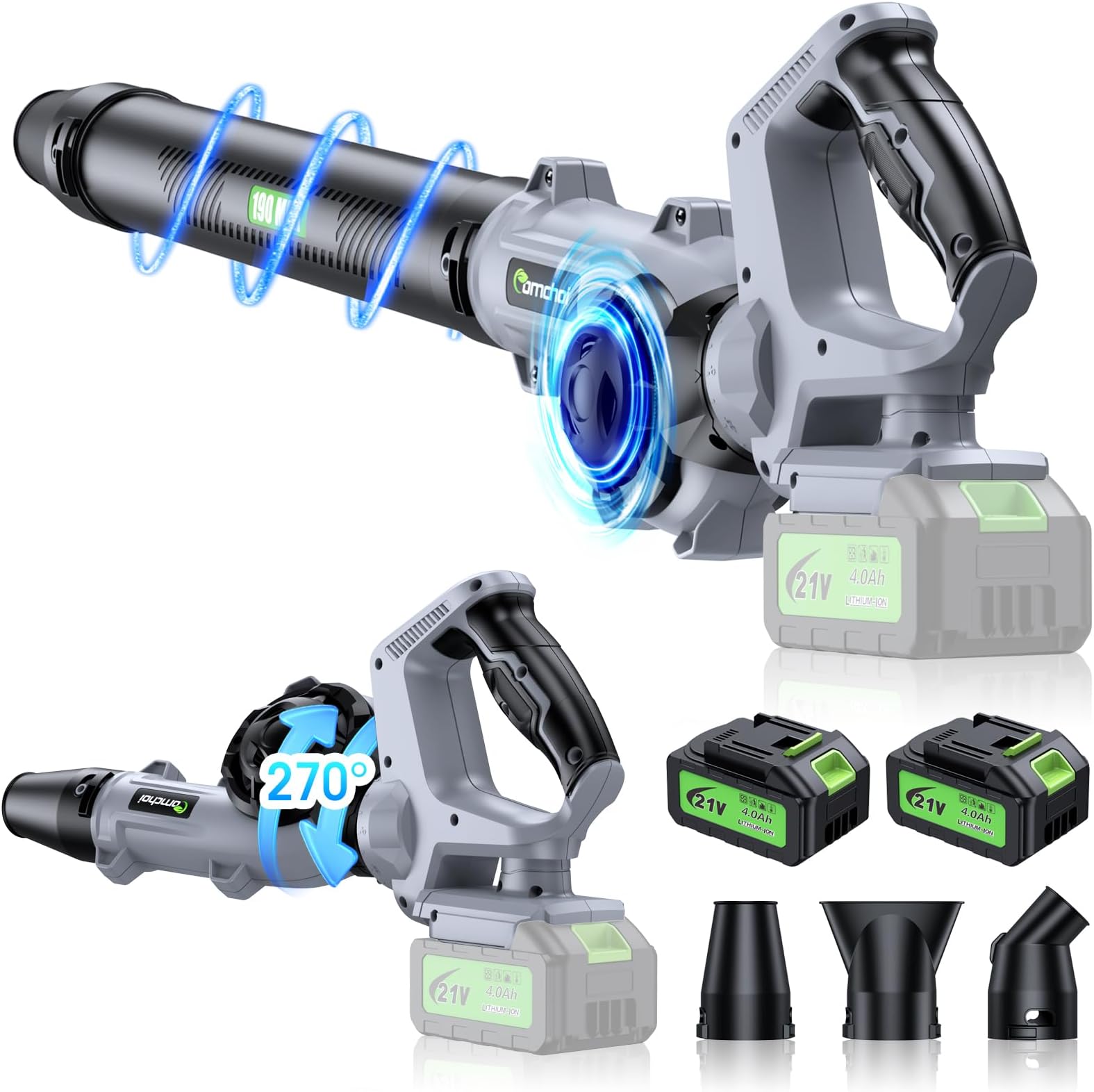 Amazon.com: Alloyman 40V Max Cordless Leaf Blower, 130CFM150MPH ...