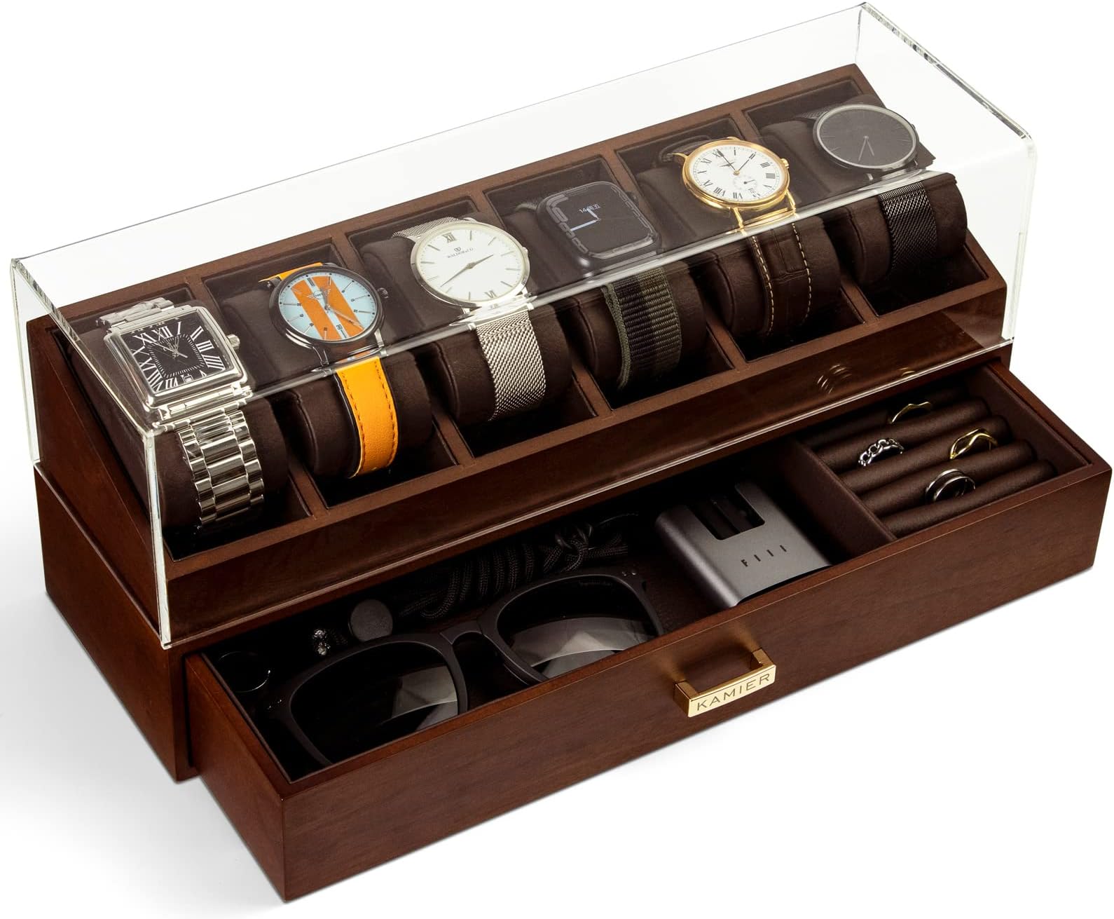 Amazon.com: Woodronic Watch Organizer Case, 10 Slots Wood Watch Box ...