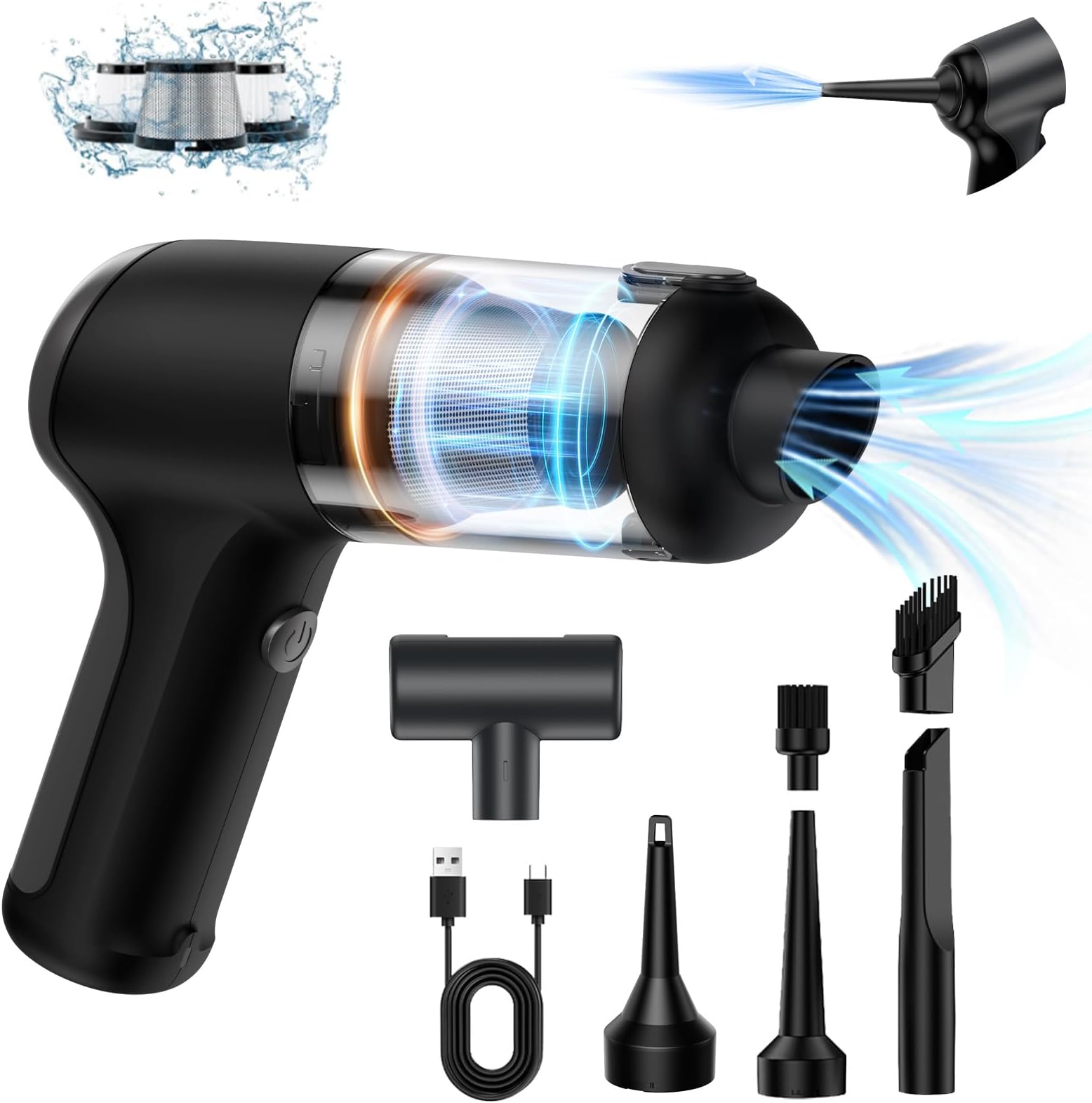 Amazon.com: Car Vacuum, V2 - Portable Air Blower/Car Vacuum, 7 in 1 ...