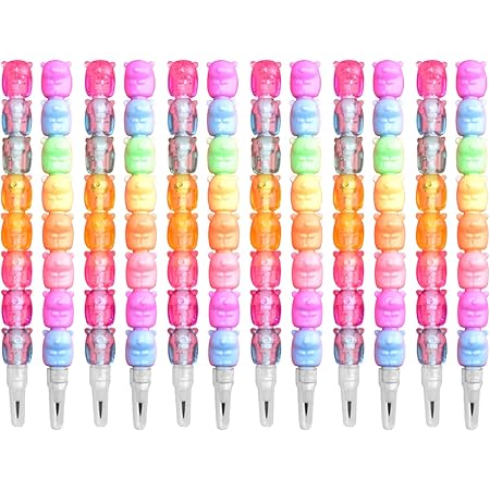 30 Pcs Stackable Pencils for Kids, Uooker Cute Bear Pencils, Plastic ...