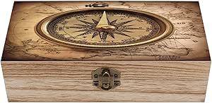 Amazon.com: LQPMNK Wooden Storage Box, Compass Navigation Print Jewelry ...