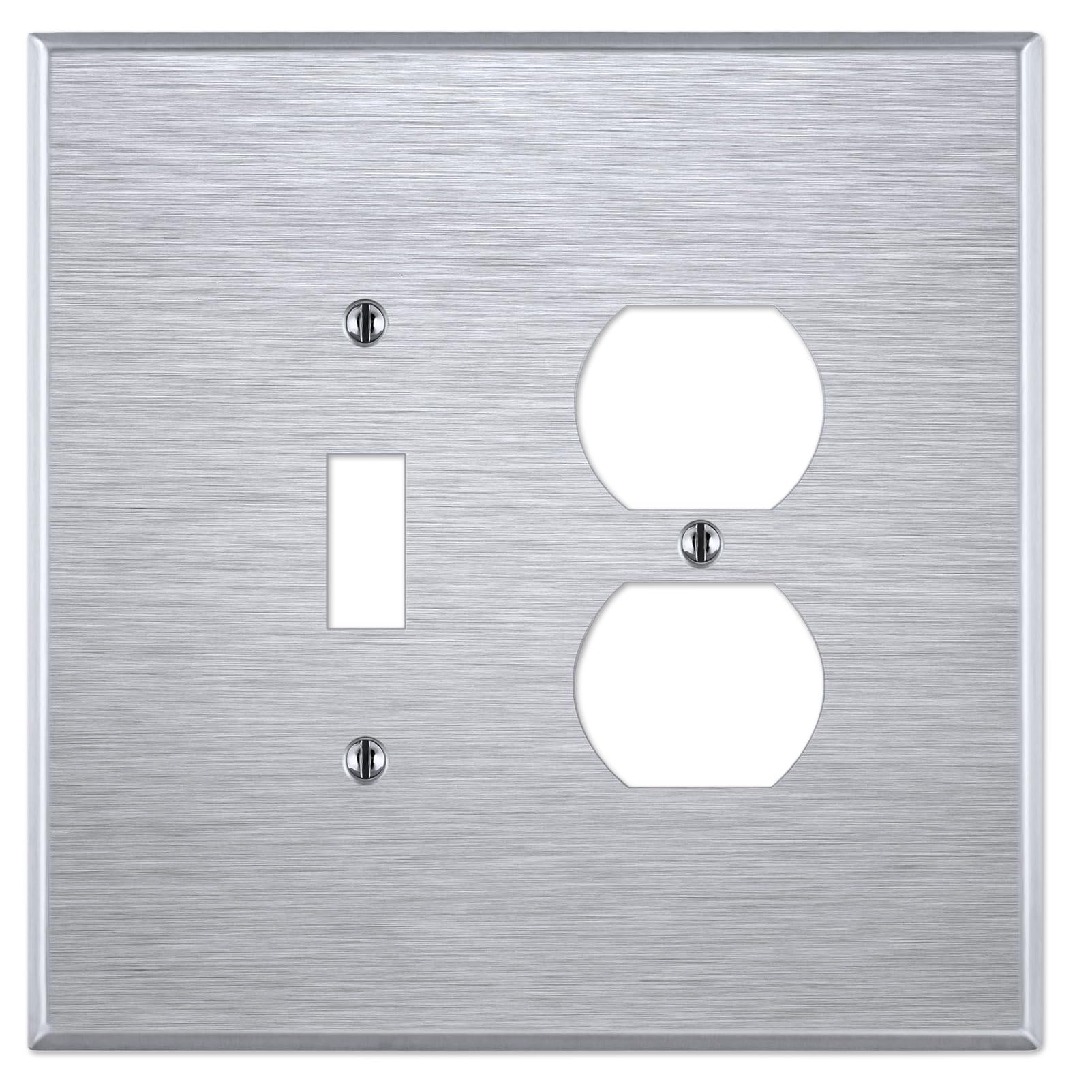 OVERSIZED 2 Gang Combo Stainless Steel Wall Plate - (1) Duplex ...