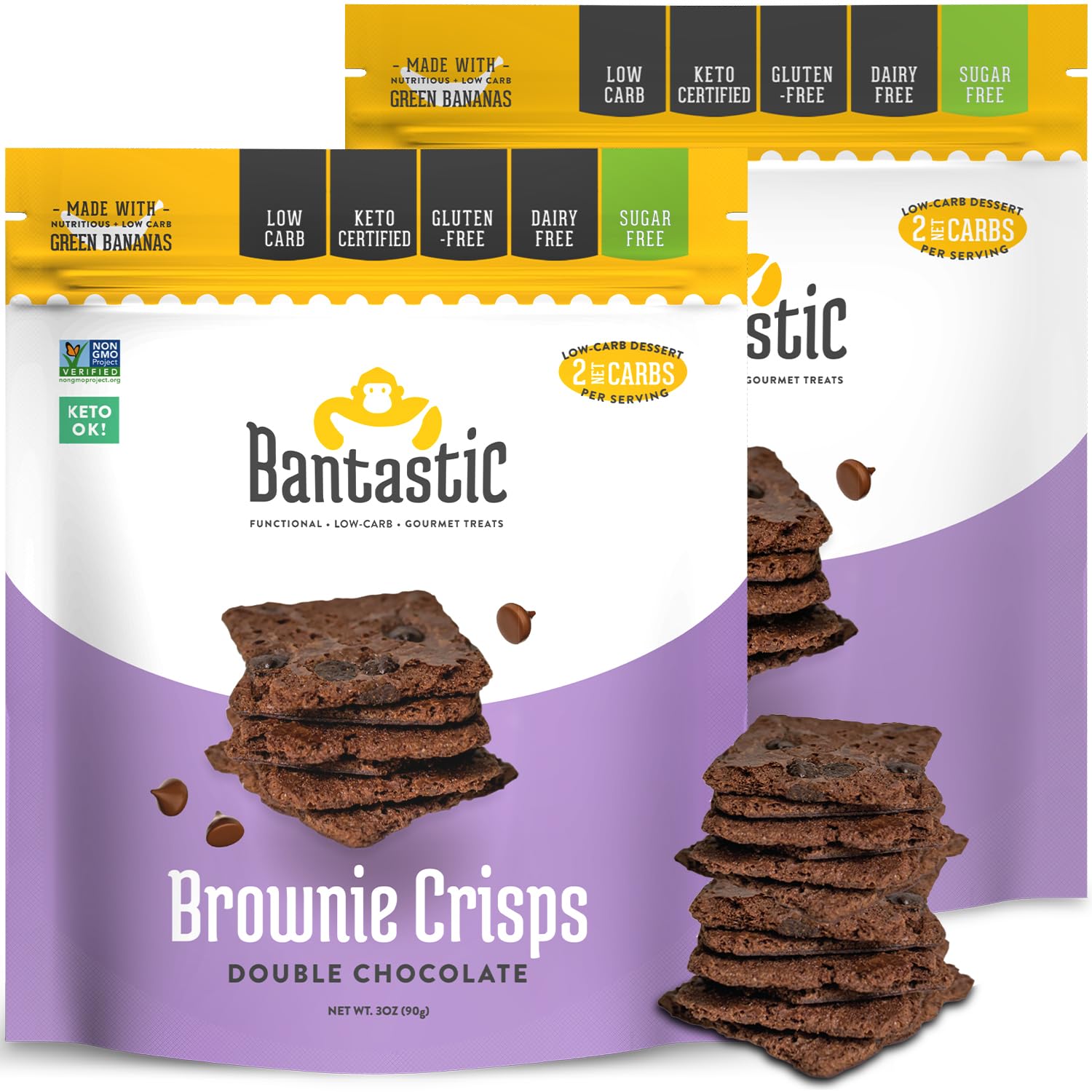 Buy Bantastic Double Chocolate Brownie Crisps 2-Pack – Thin, Cri ...