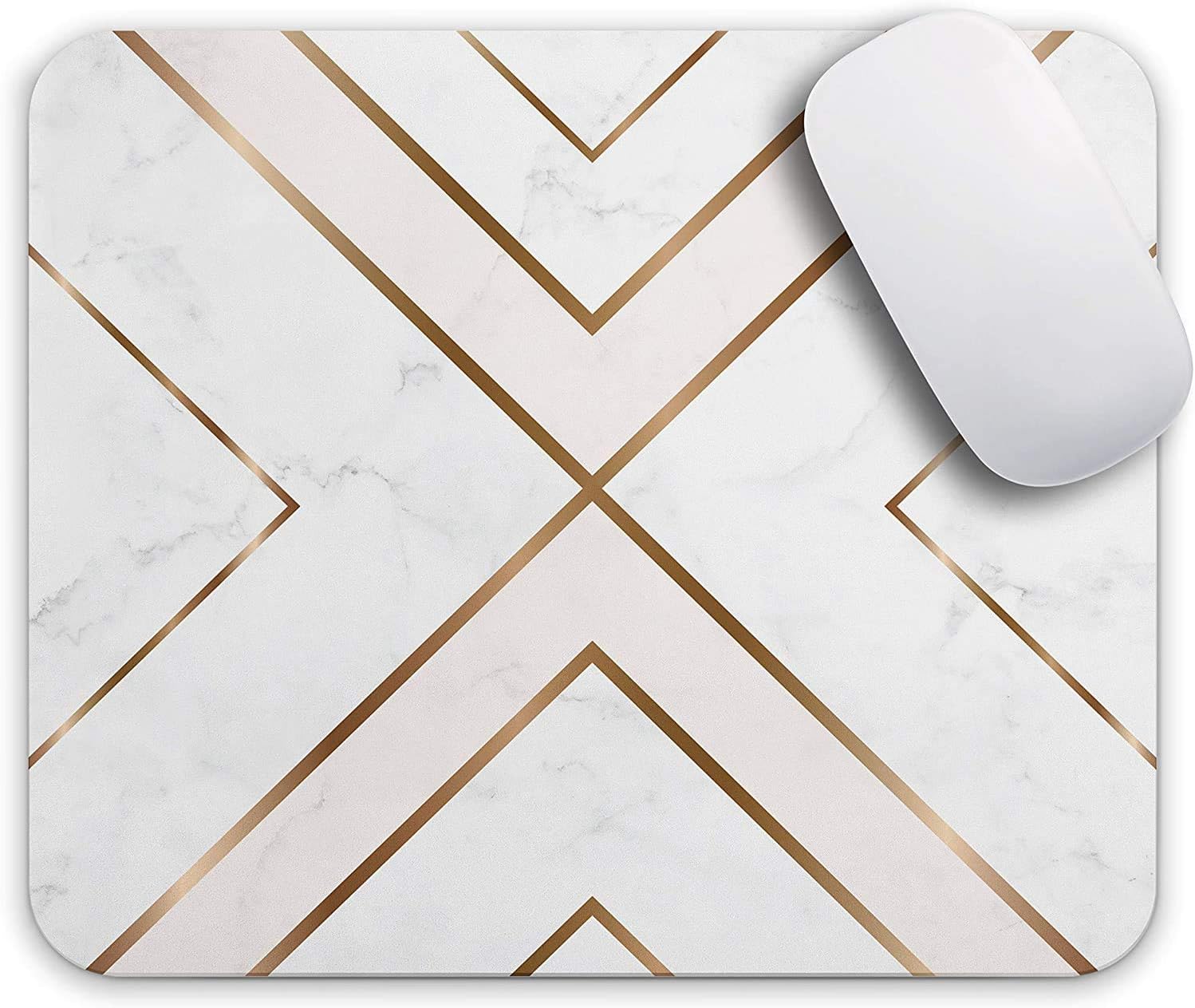 Amazon.com: IMAYONDIA Mouse Pad, Abstract White Gold Marble Mouse Pad ...