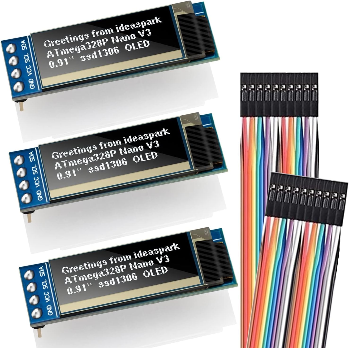 Amazon.com: ideaspark 3Pcs 0.91 Inch OLED Display White 128x32 SSD1306 SPI I2C IIC Serial LCD ...