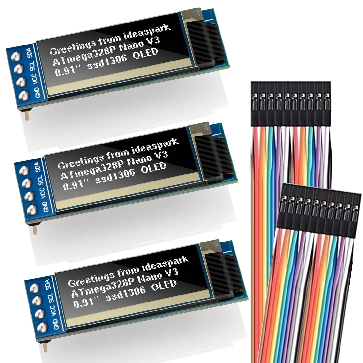 Buy ideaspark 3Pcs 0.91 Inch OLED Display White 128x32 SSD1306 SPI I2C ...