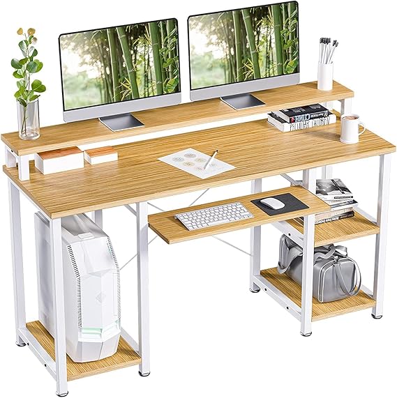 Amazon.com: NOBLEWELL Computer Desk with Storage Shelves, 47 inch Home ...