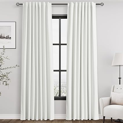 Amazon.com: 100% Blackout Linen Curtains 84 Inch Length 2 Panels Ivory ...