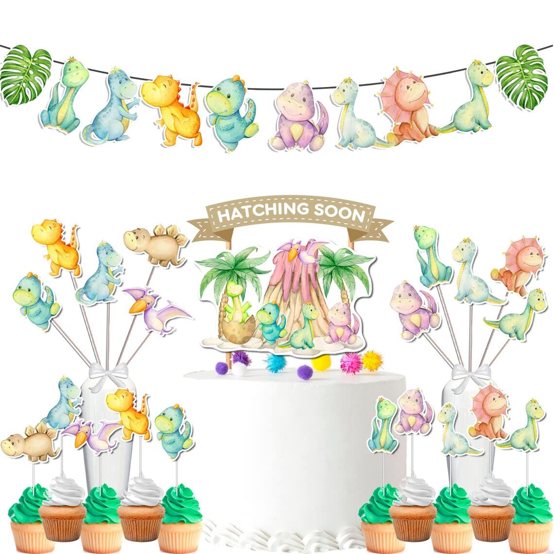 Amazon.com: Dino Baby Shower Party Decorations Set! Great Bundle for ...