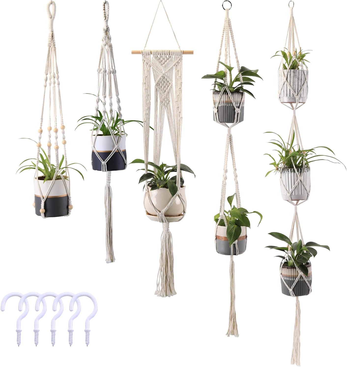 Amazon.com: SFENNGPET Macrame Plant Hangers, 6Pack Hanging Planters for ...
