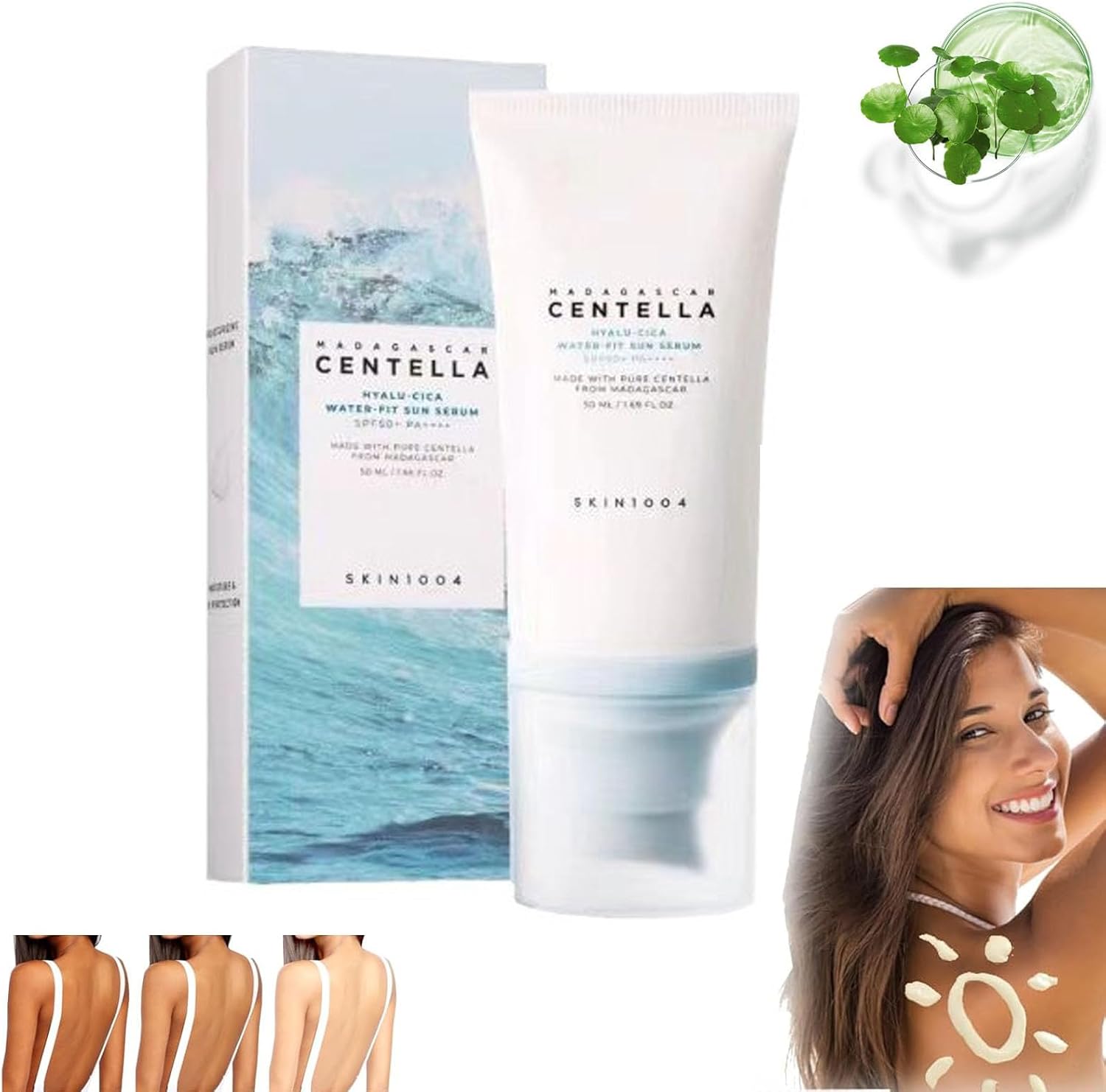 𝐶𝑒𝑛𝑡𝑒𝑙𝑙á Sunscreen SPF 50, 𝐖𝐚𝐭𝐞𝐫-𝐟𝐢𝐭 Sun Serum, madagascar centella ...