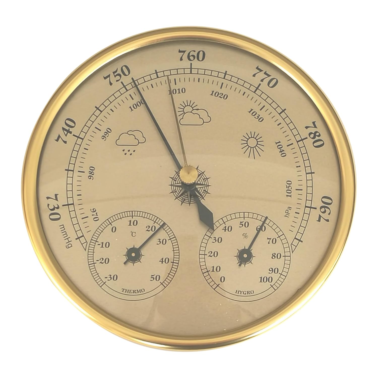 Amazon.com: 3 in 1 Barometer Indoor 5 Inch in Dia Metal Barometer ...