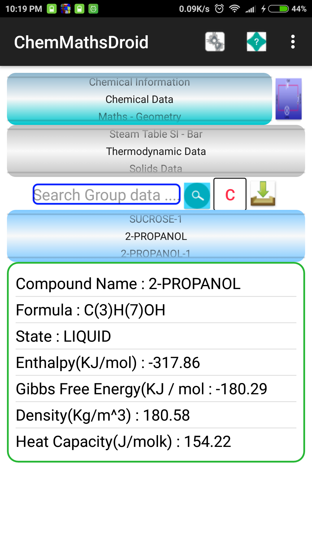 Chemical/Engineering Tools - ChemMathsDroid - App on Amazon Appstore