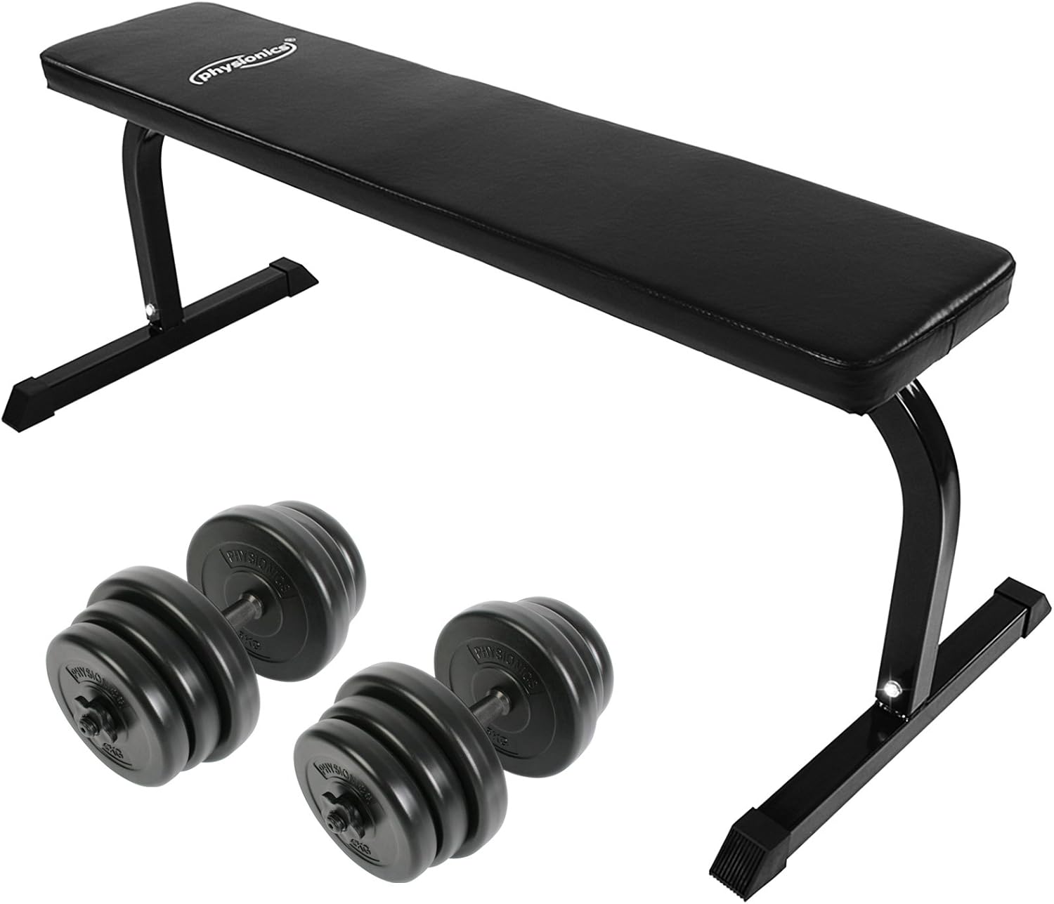 Physionics® Weight Bench with Weights - Adjustable Bench (115/51/48 cm ...