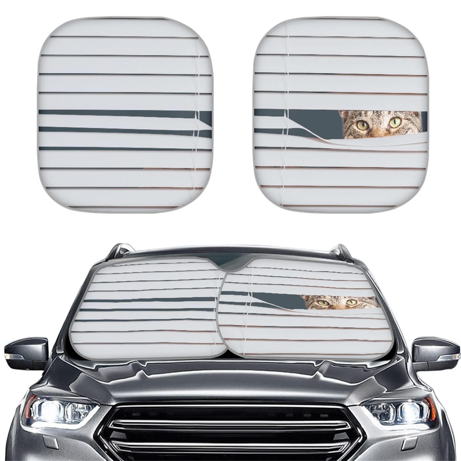 Amazon.com: Coldinair Funny Cat Print Auto Windshield Sun Shade,2-Piece ...