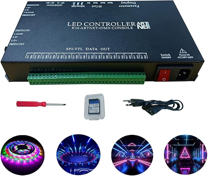 Amazon.com: MANDSARY Led Controller Addressable, 16 Ports 16384 Pixels ...