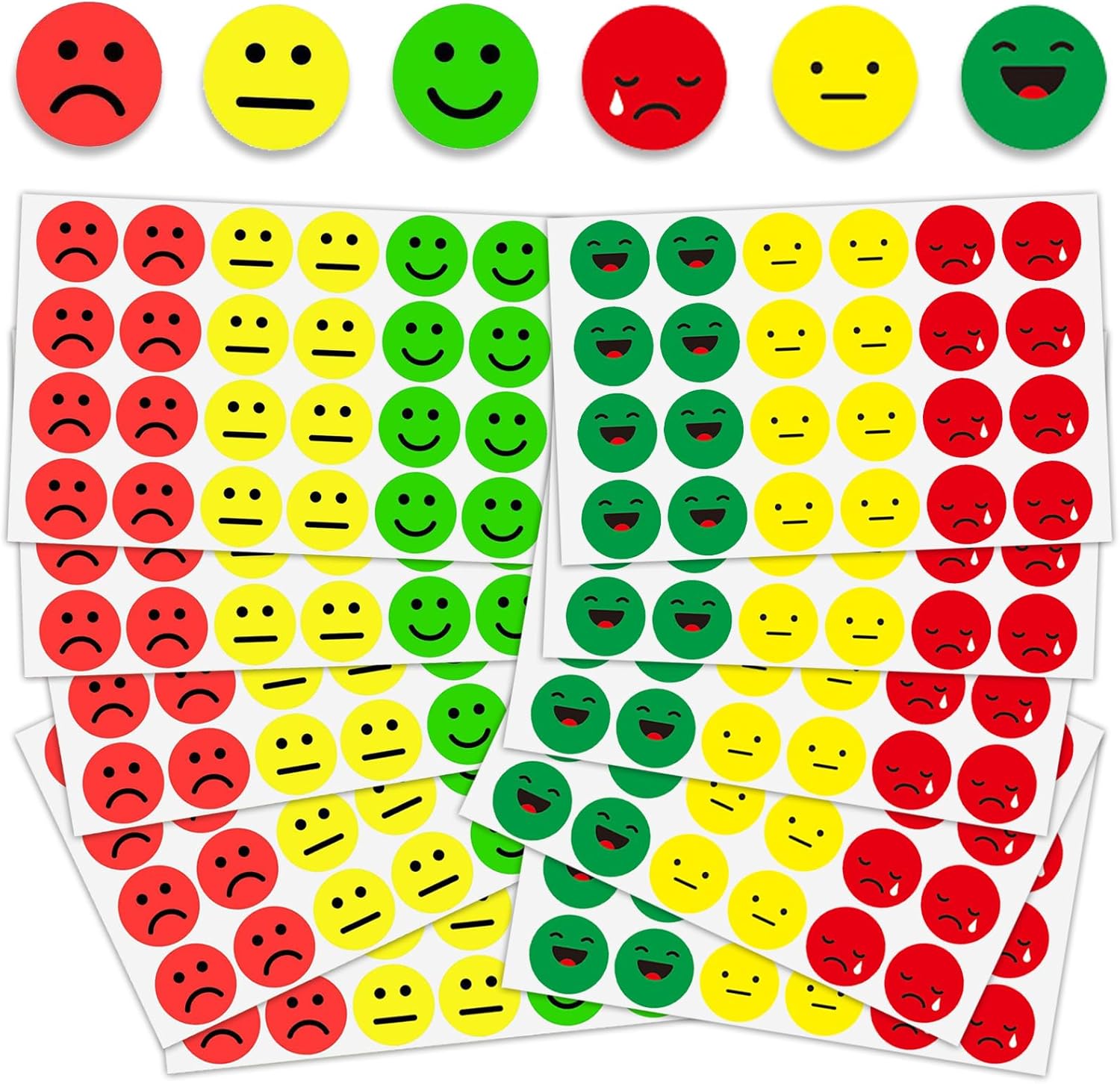 ChAusa 2400 Pcs Smile Stickers 2.5cm Happy/Sad Smiling Face Stickers ...