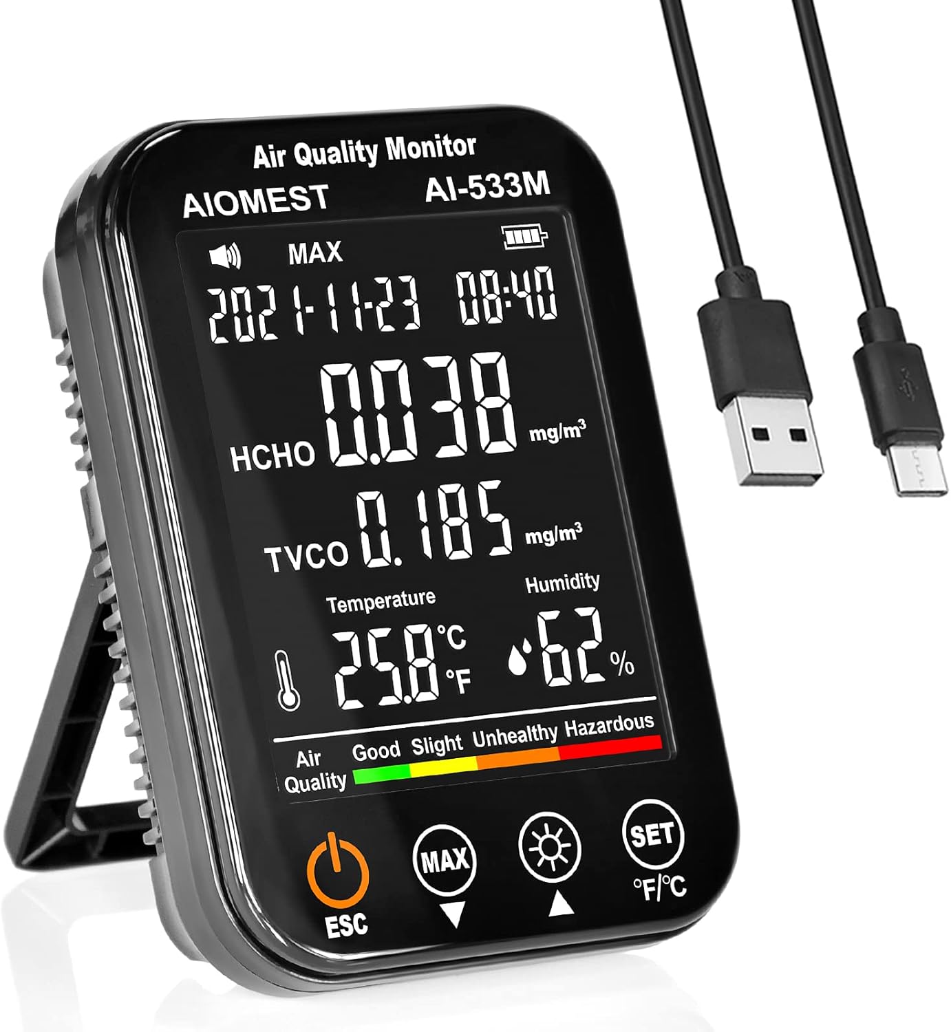 Amazon.com: AIOMEST Comprehensive Air Quality Monitor Indoor Air ...