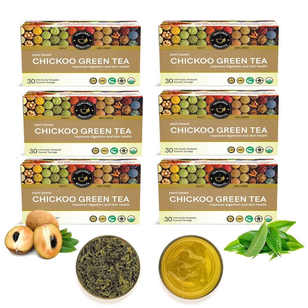 TEACURRY Chikoo Green Tea (6 Month Pack | 180 Tea Bags) - Helps to ...