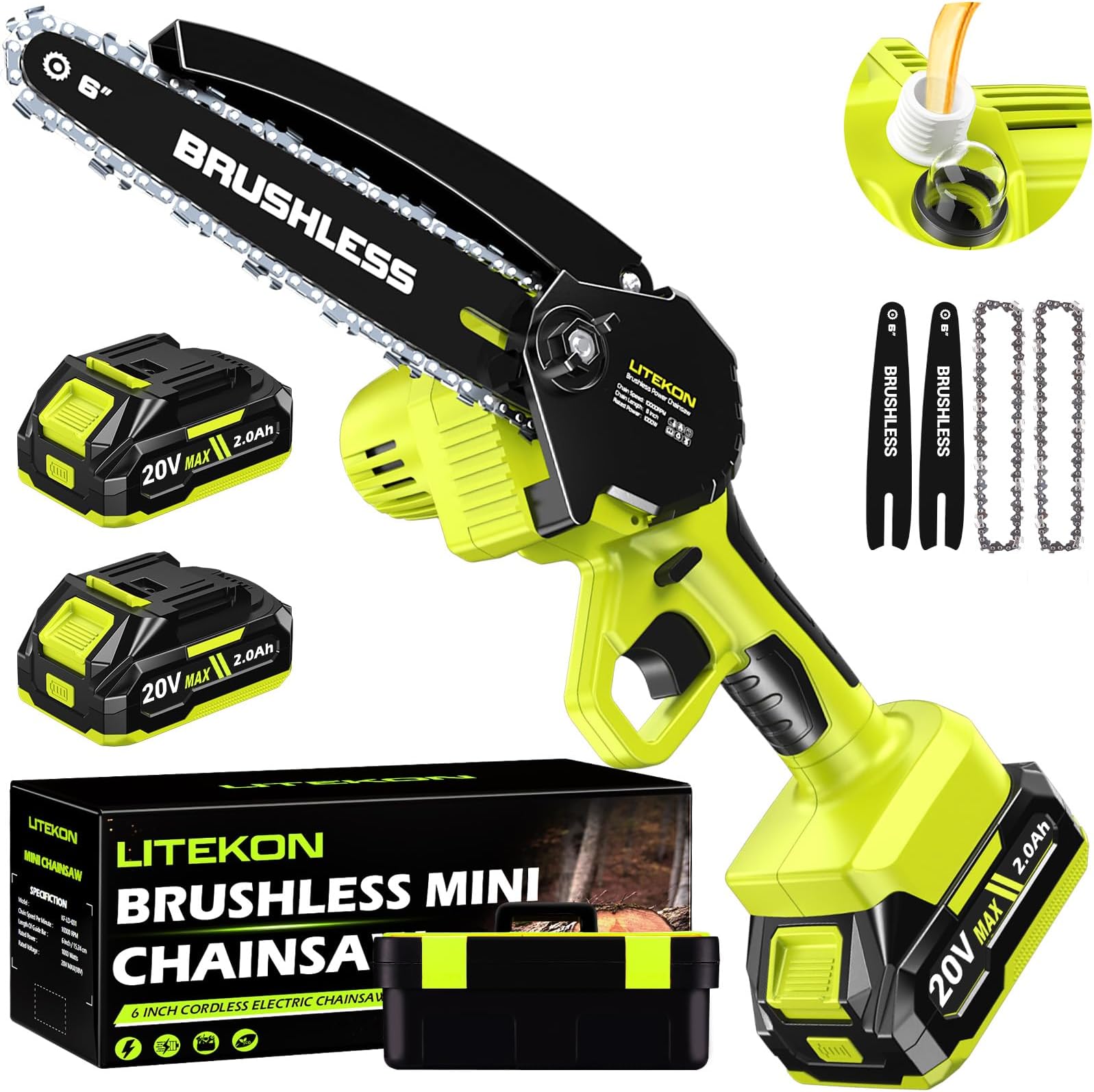 Amazon.com: Ryobi ONE+ 18V 6 in. Battery Compact Pruning Mini Chainsaw ...
