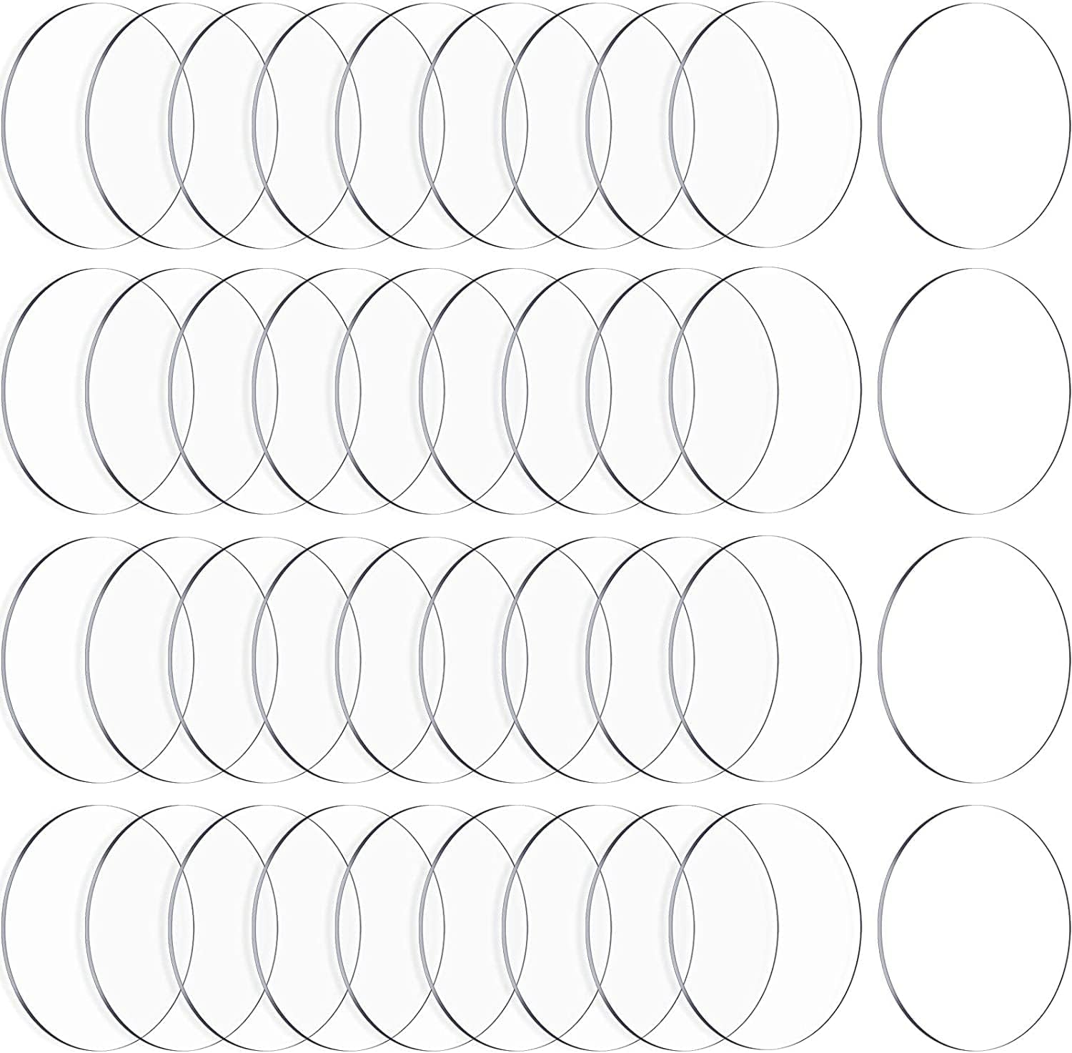 40 Pieces 2mm Thickness Clear Circle Acrylic Sheets, 10cm Round Panels ...