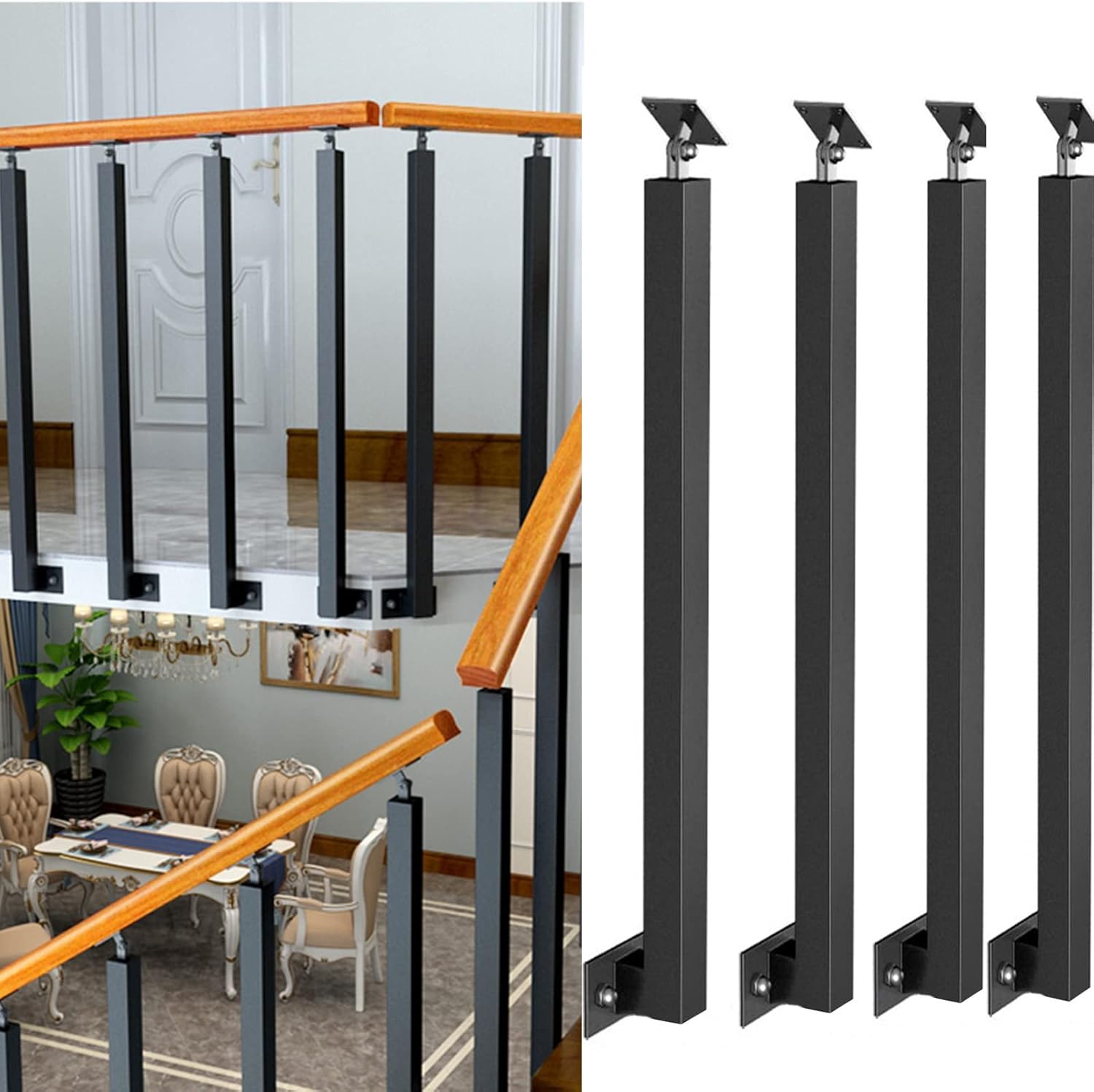Metal Handrail Railing Pillar with Adjustable Stairs Banister Spindle ...
