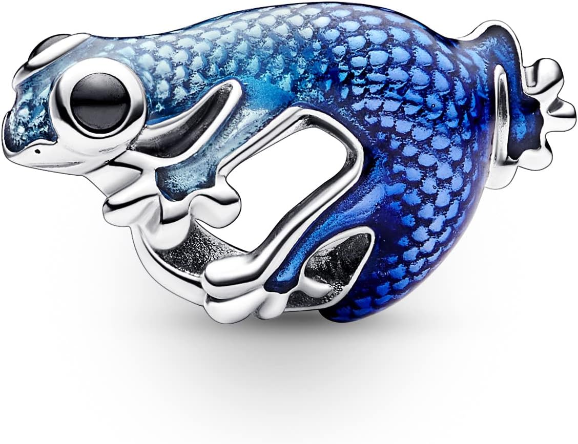 Amazon.com: Pandora Moments Charm 792701C01 Geco blue: Clothing, Shoes ...