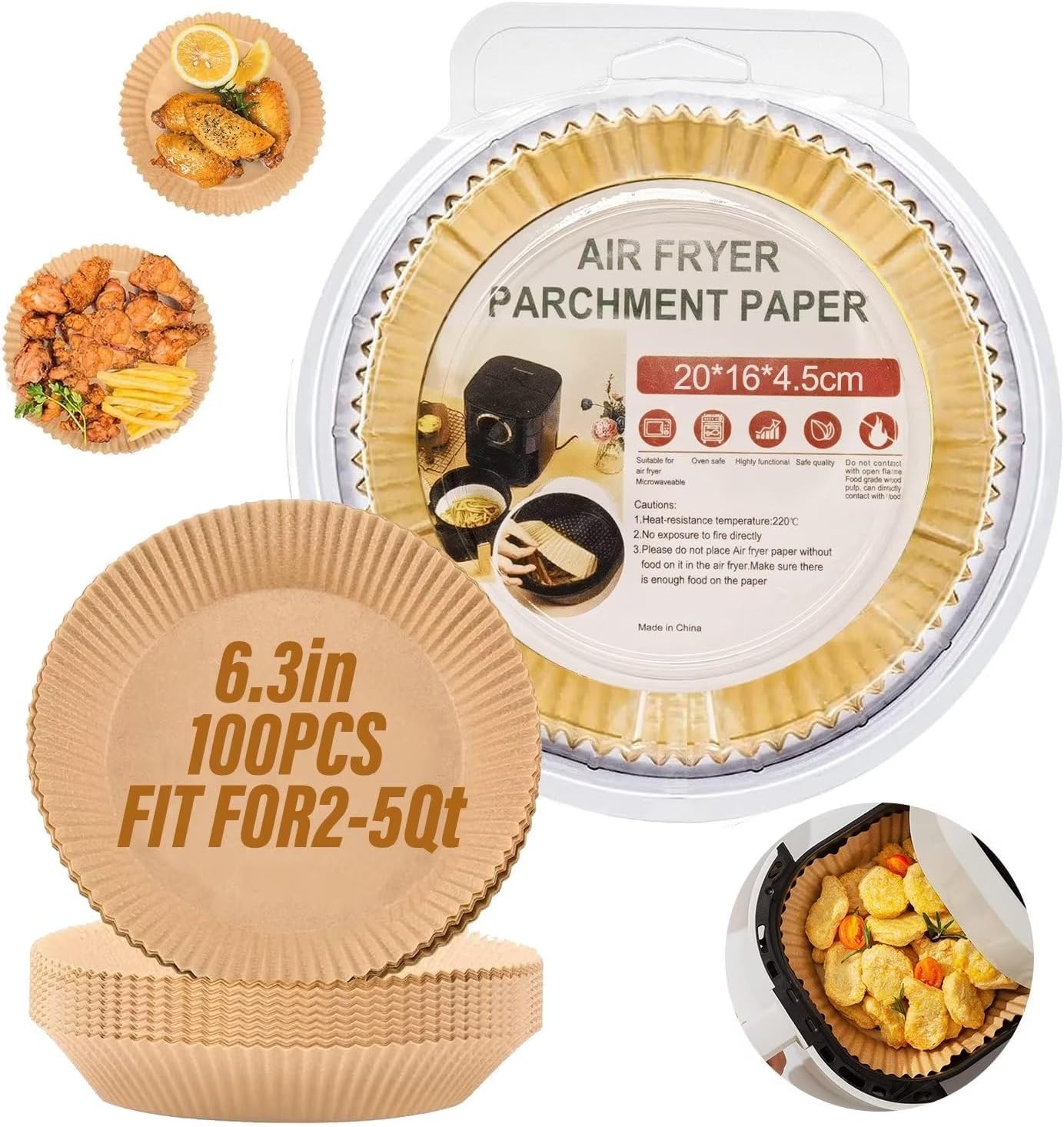 Amazon.com: FOVXYVO Air Fryer Disposable Paper Liners,100PCS Non-Stick ...