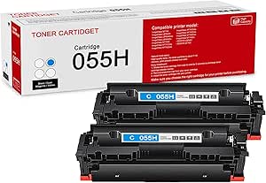 Amazon.com: 2 Pack 055H 3019C001 Cyan Whit chip Toner Cartridge ...
