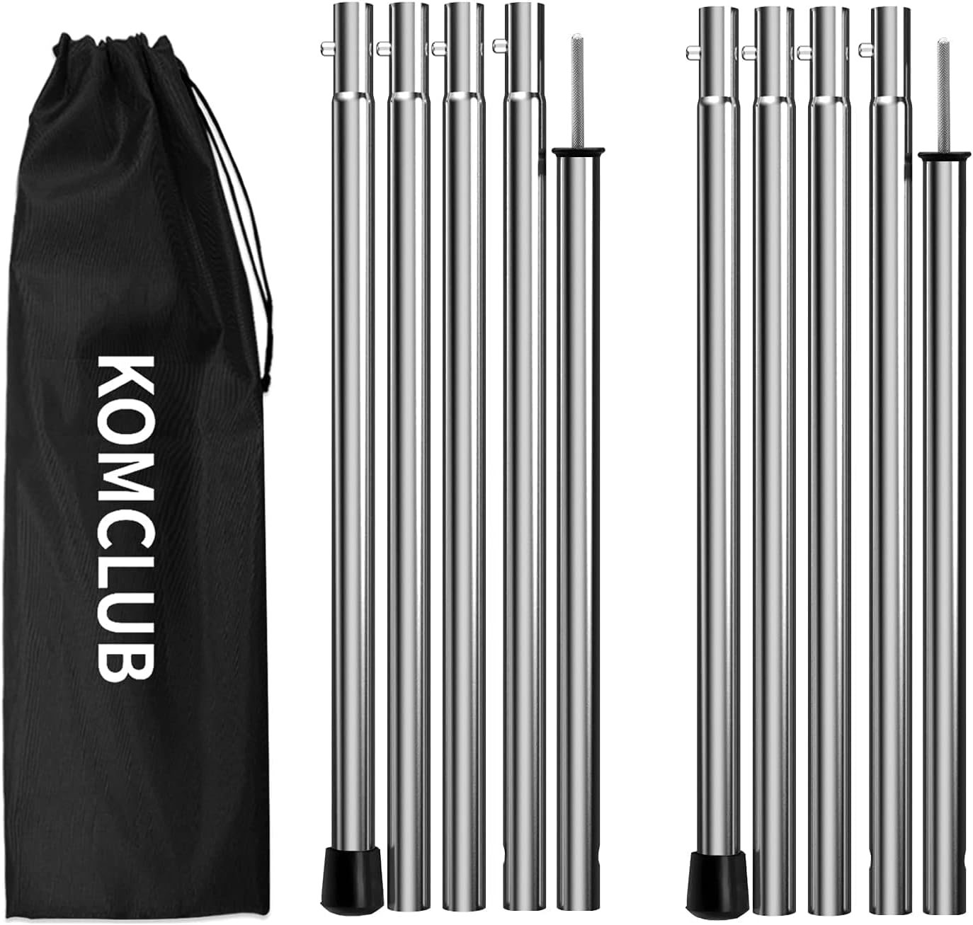 KOMCLUB Telescoping Tarp Poles Heavy Duty Thickened Durable Stainless ...