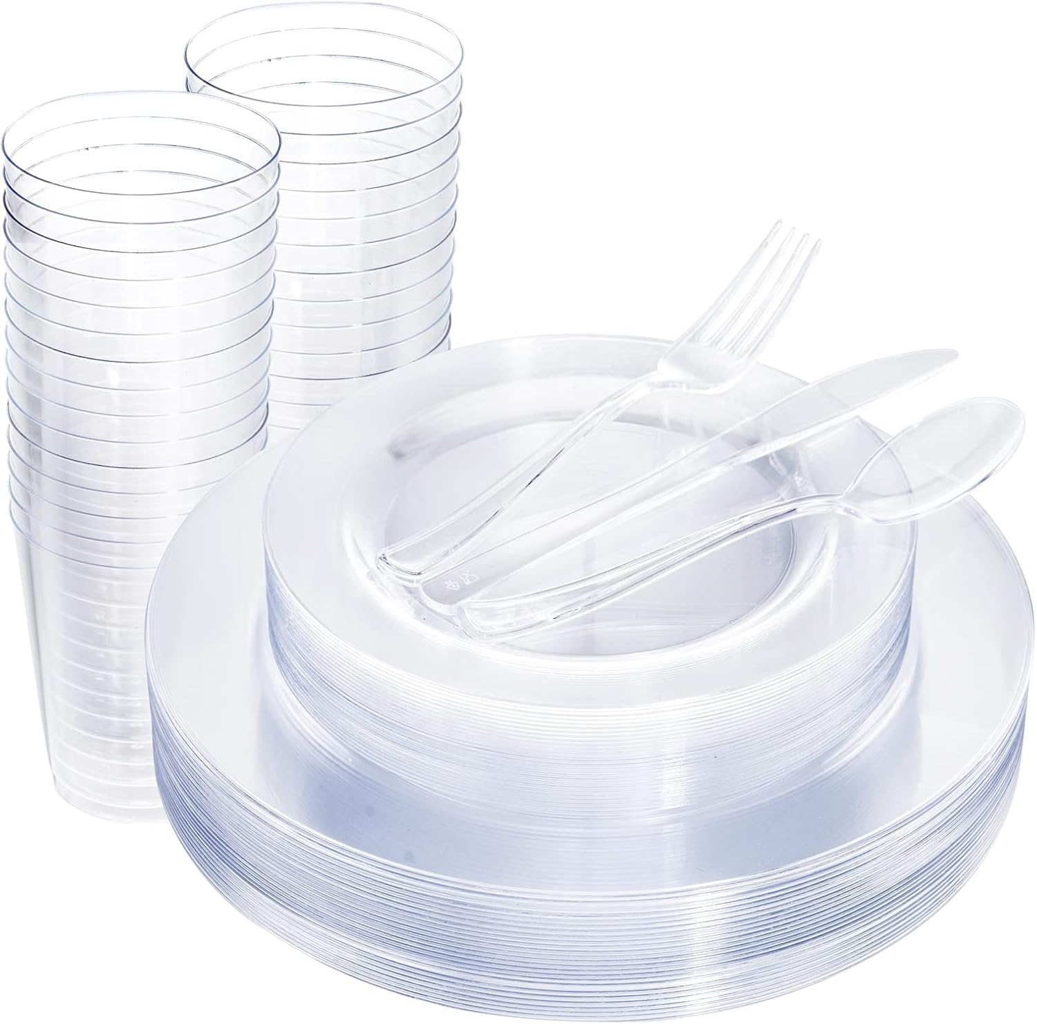 Amazon.com: WDF 25 Guest Clear Plastic Plates with Clear Plastic ...
