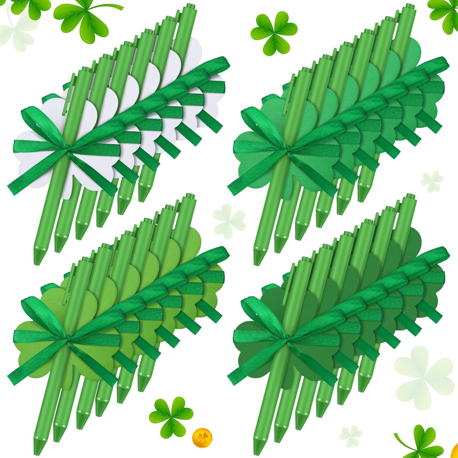 Amazon.com : Geyee 24 Pack St. Patrick's Day Shamrock Pen with Sticky ...