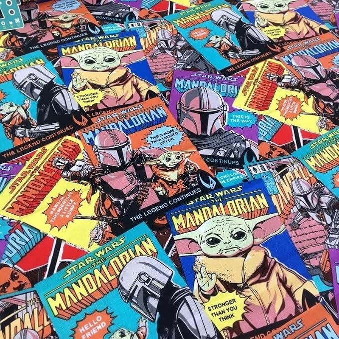 Star Wars Mandalorian Comic Posters Cotton Fabric by The Metre 110cm ...