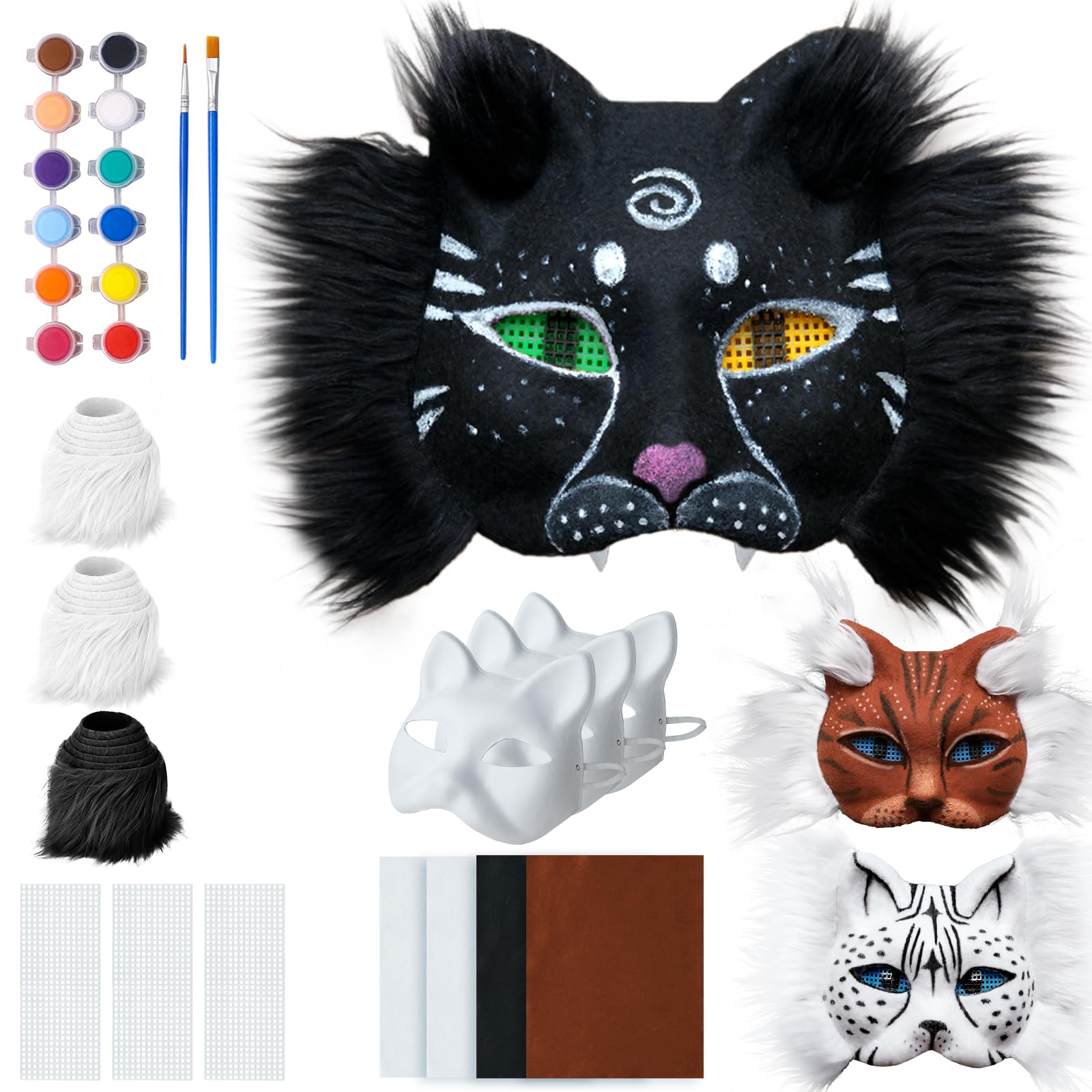 Amazon.com: Felted Therian Mask, 3PCS Cat Mask Starter Kit, 3-Colored ...
