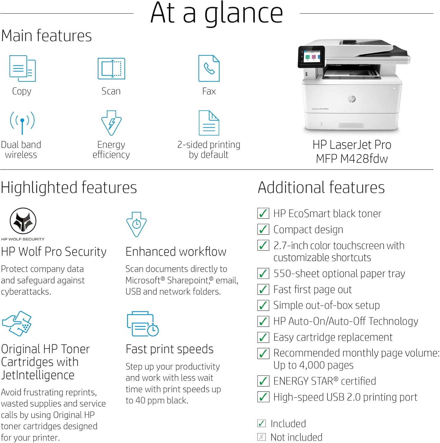 HP Laserjet Pro MFP M428 fdw Impresora láser monocromática inalámbrica ...