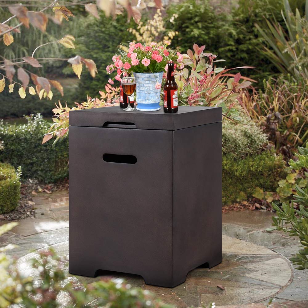 Buy AVAWING 16" Propane Tank Storage w/ Lid Hideaway Table for Fire ...