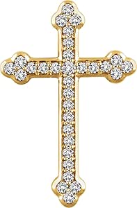 Amazon.com: Men's 14k Yellow Gold Diamond Botonée Cross 14k Yellow Gold ...