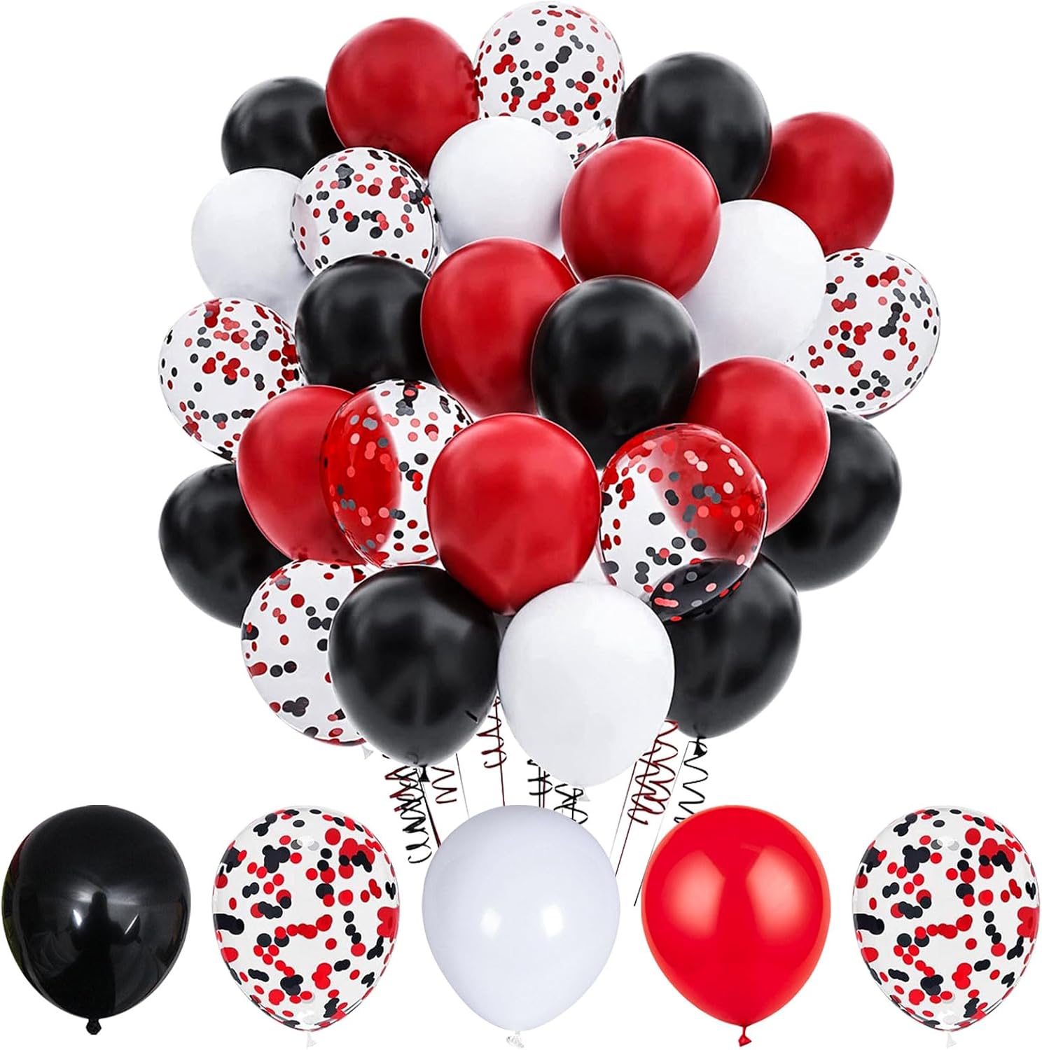 Amazon.com: White Black Red Balloon and Black Red Confetti Balloons for ...