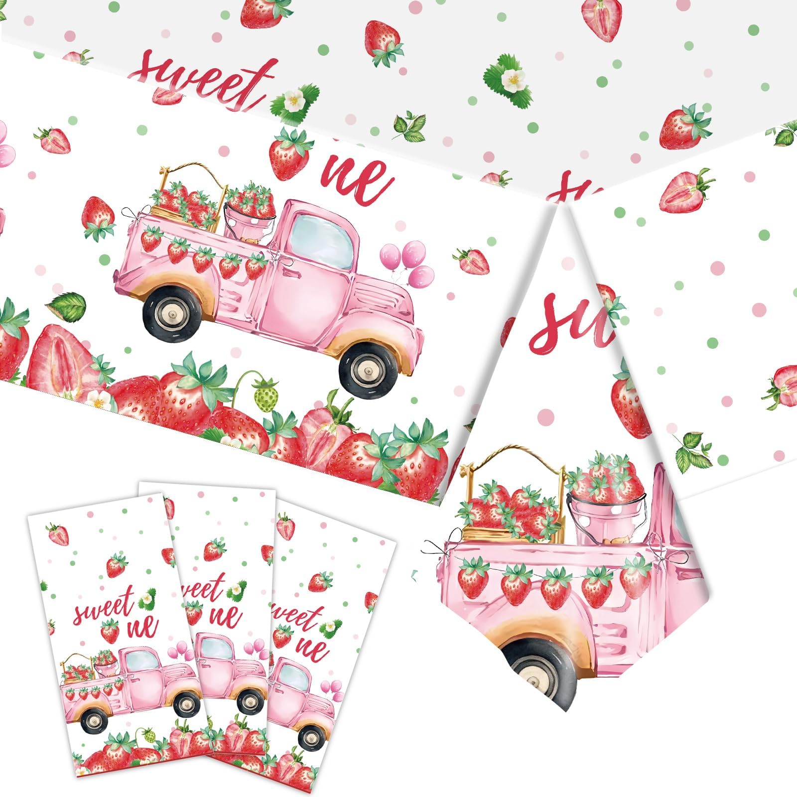 Amazon.com: Losede 2pcs Pink Birthday Party Tablecloth Table Cover ...