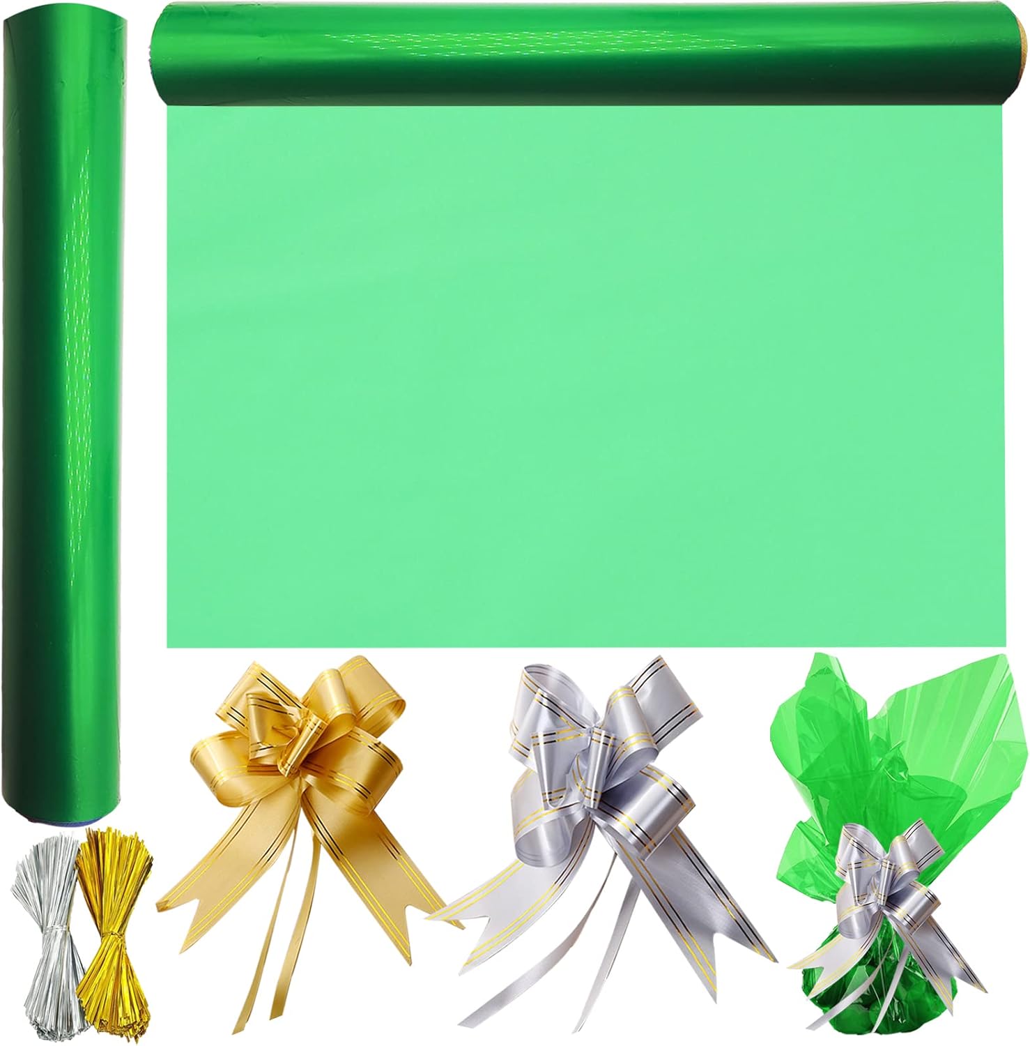 Amazon.com: 200 Ft Cellophane Wrap Roll Set (2 Rolls 100 Ft Long x 16 ...