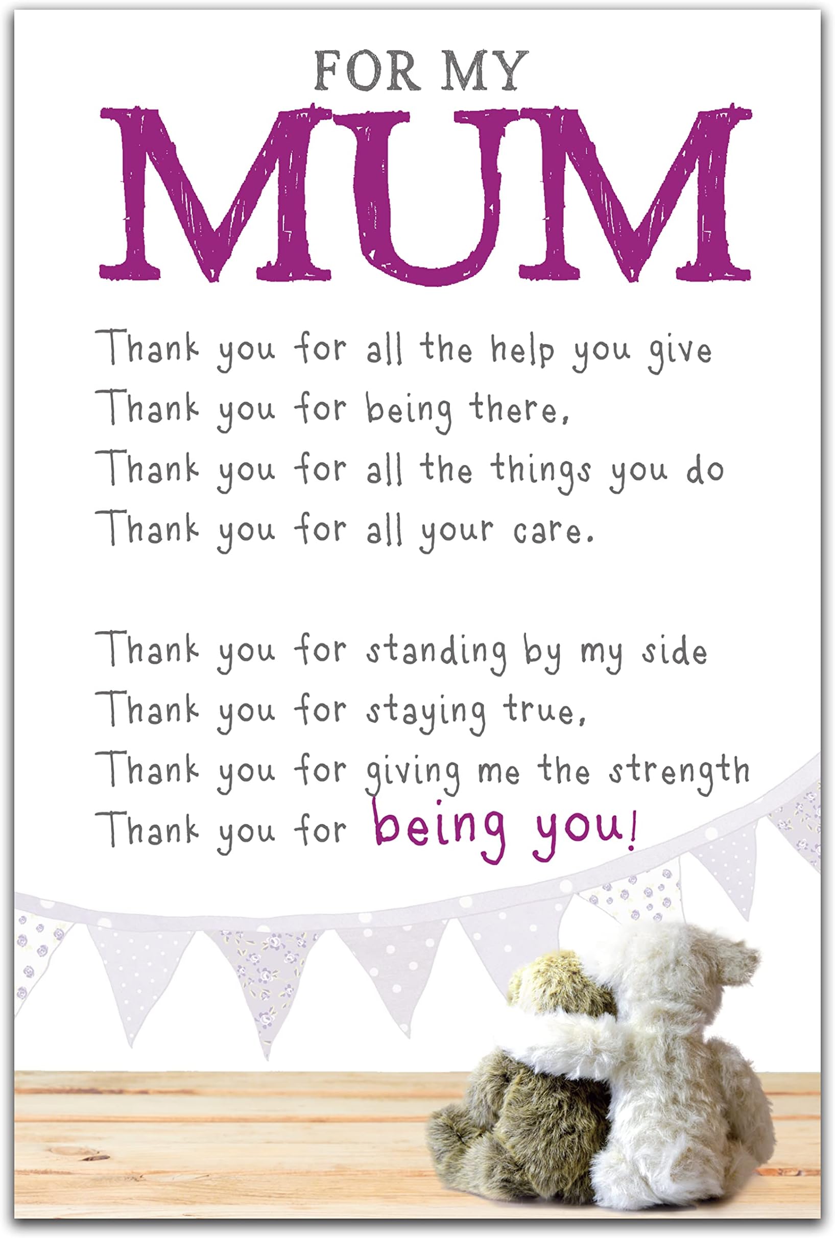 Mothers Day Card For Mum 25 x 17.5 Cm (9.8 x 6.9 inches) On Mother's ...